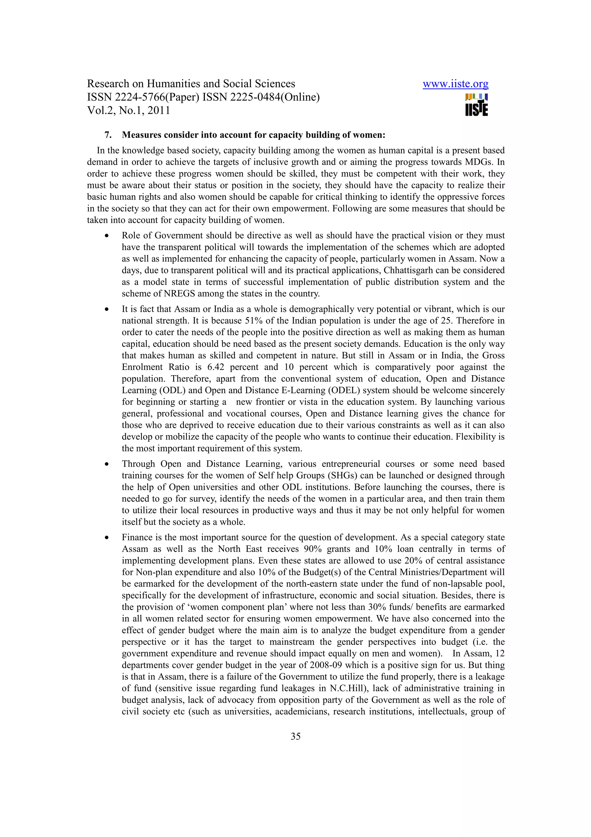 A reflection on gender empowerment measure, especially in assam | PDF