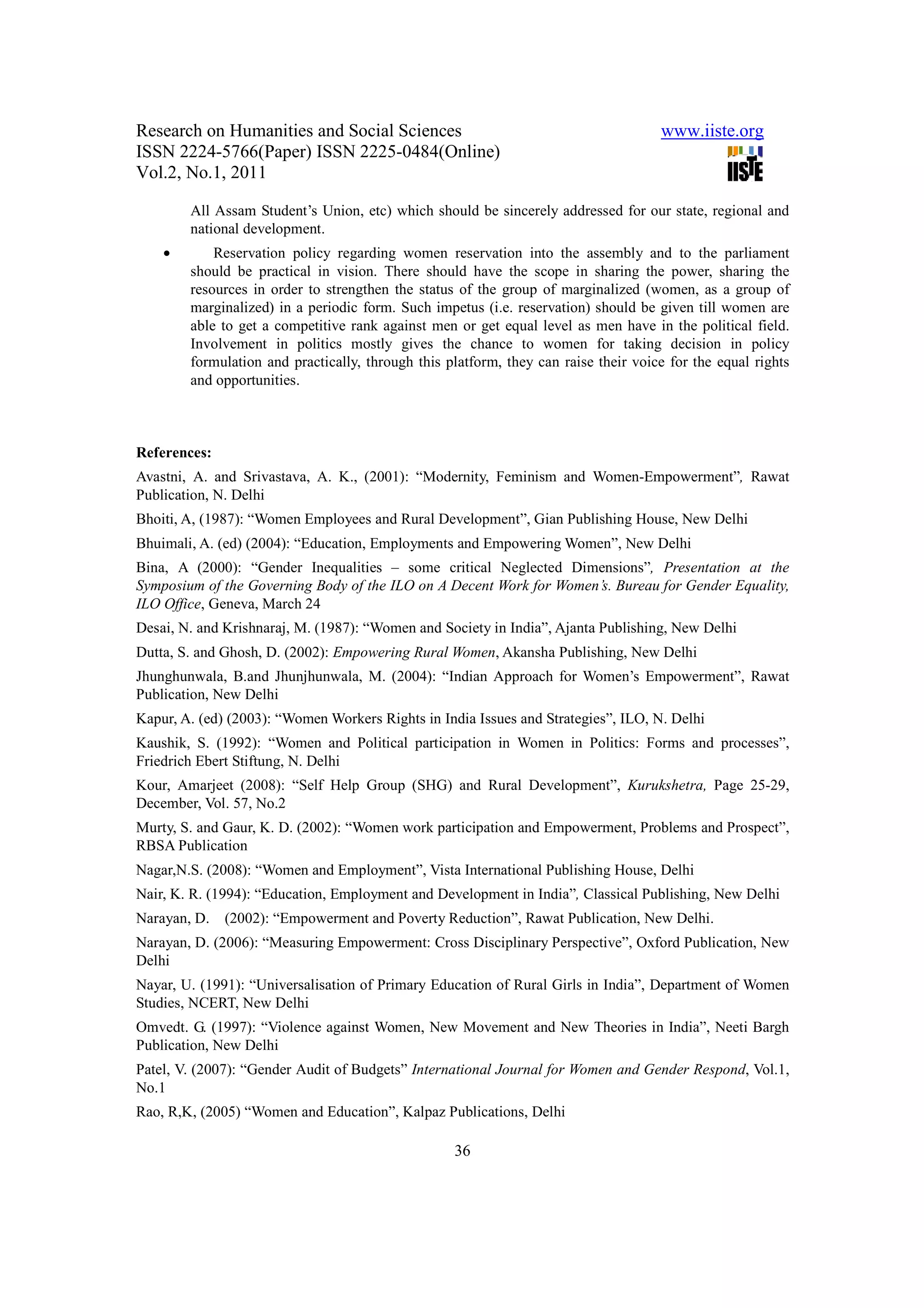 A reflection on gender empowerment measure, especially in assam | PDF