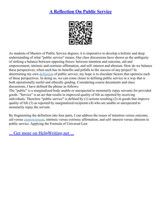 A Reflection On Public Service | PDF