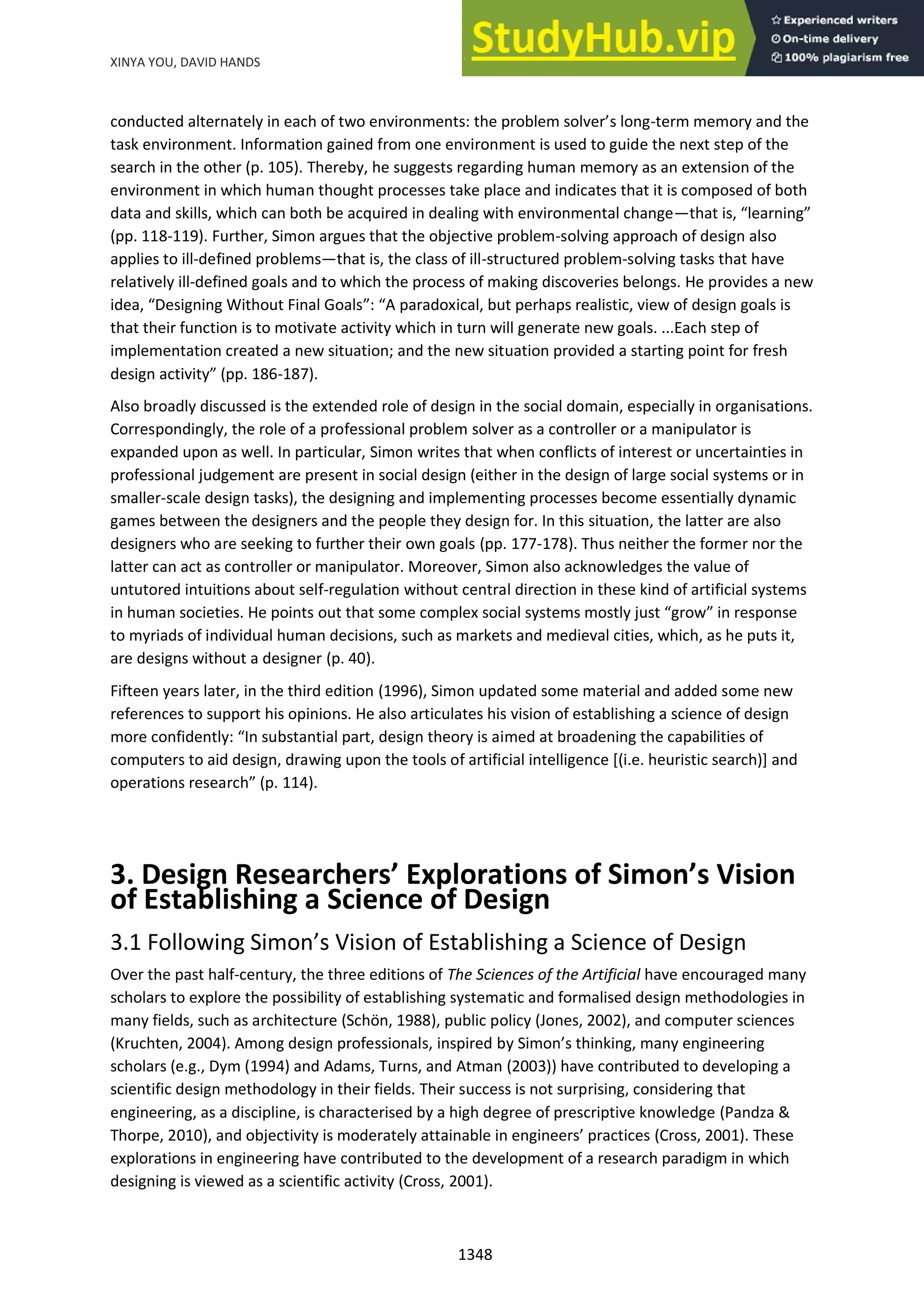 A Reflection Upon Herbert Simon S Vision Of Design In The Sciences Of ...