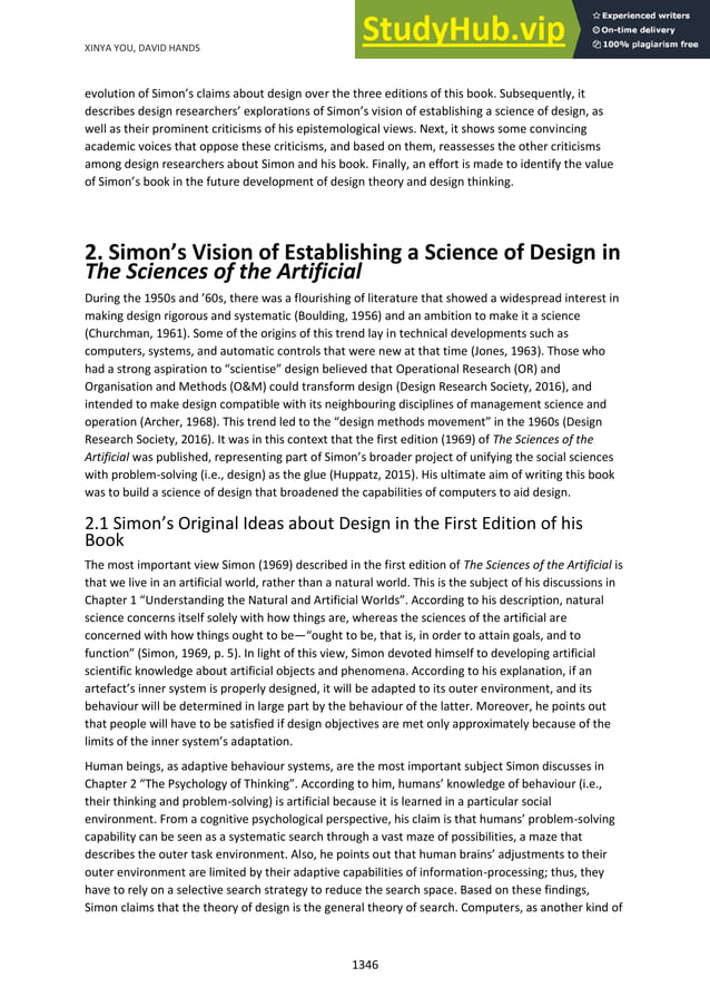 A Reflection Upon Herbert Simon S Vision Of Design In The Sciences Of ...