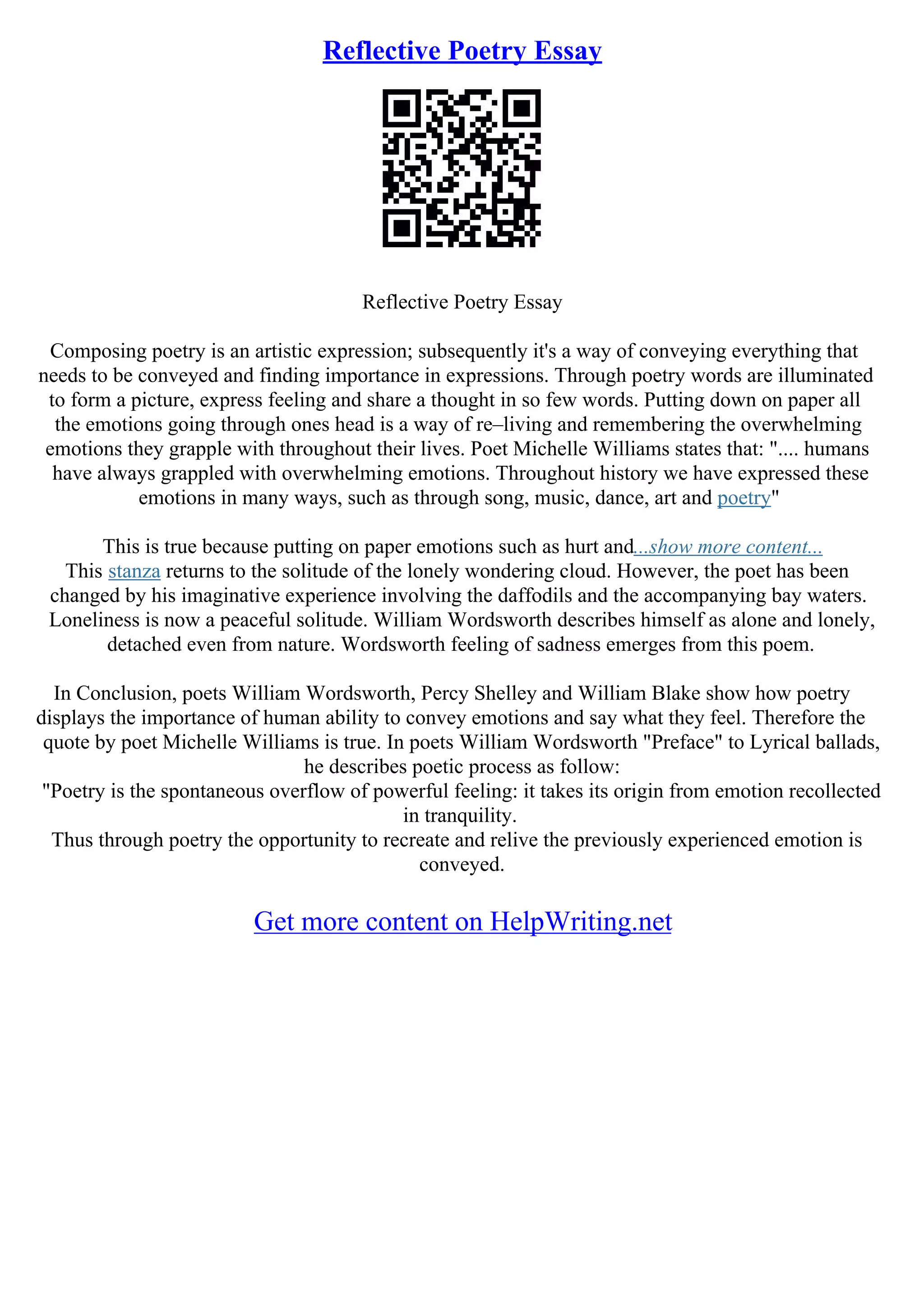 A Reflective Essay Example | PDF