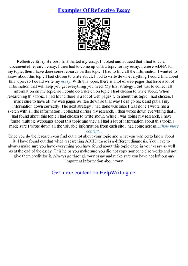 A Reflective Essay Example | PDF