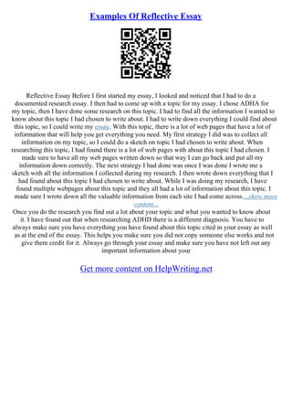 A Reflective Essay Example | PDF