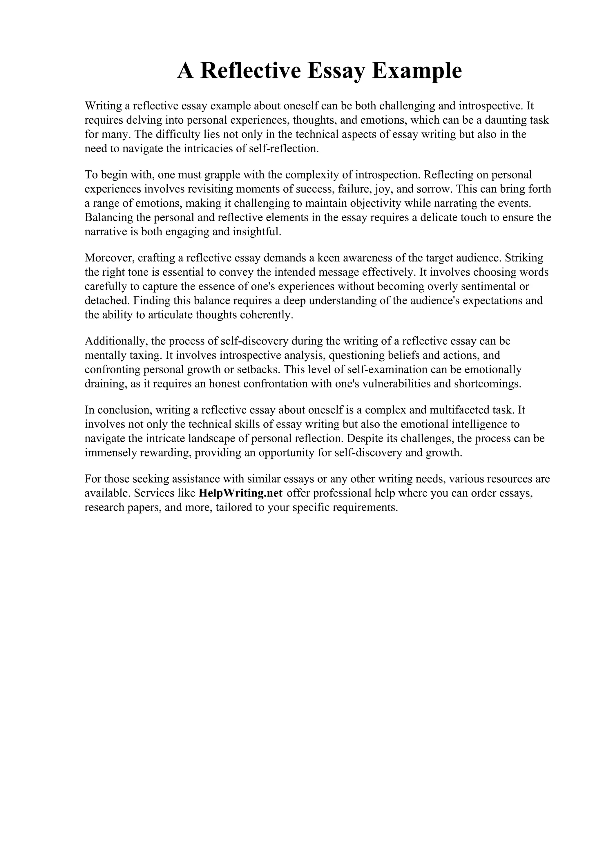 A Reflective Essay Example. 50 Best Reflective Essay Examples Topic ...