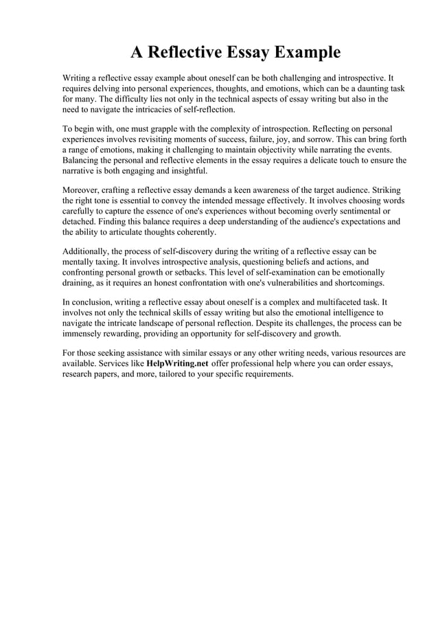 A Reflective Essay Example. 50 Best Reflective Essay Examples Topic Samples ᐅ TemplateLab | PDF