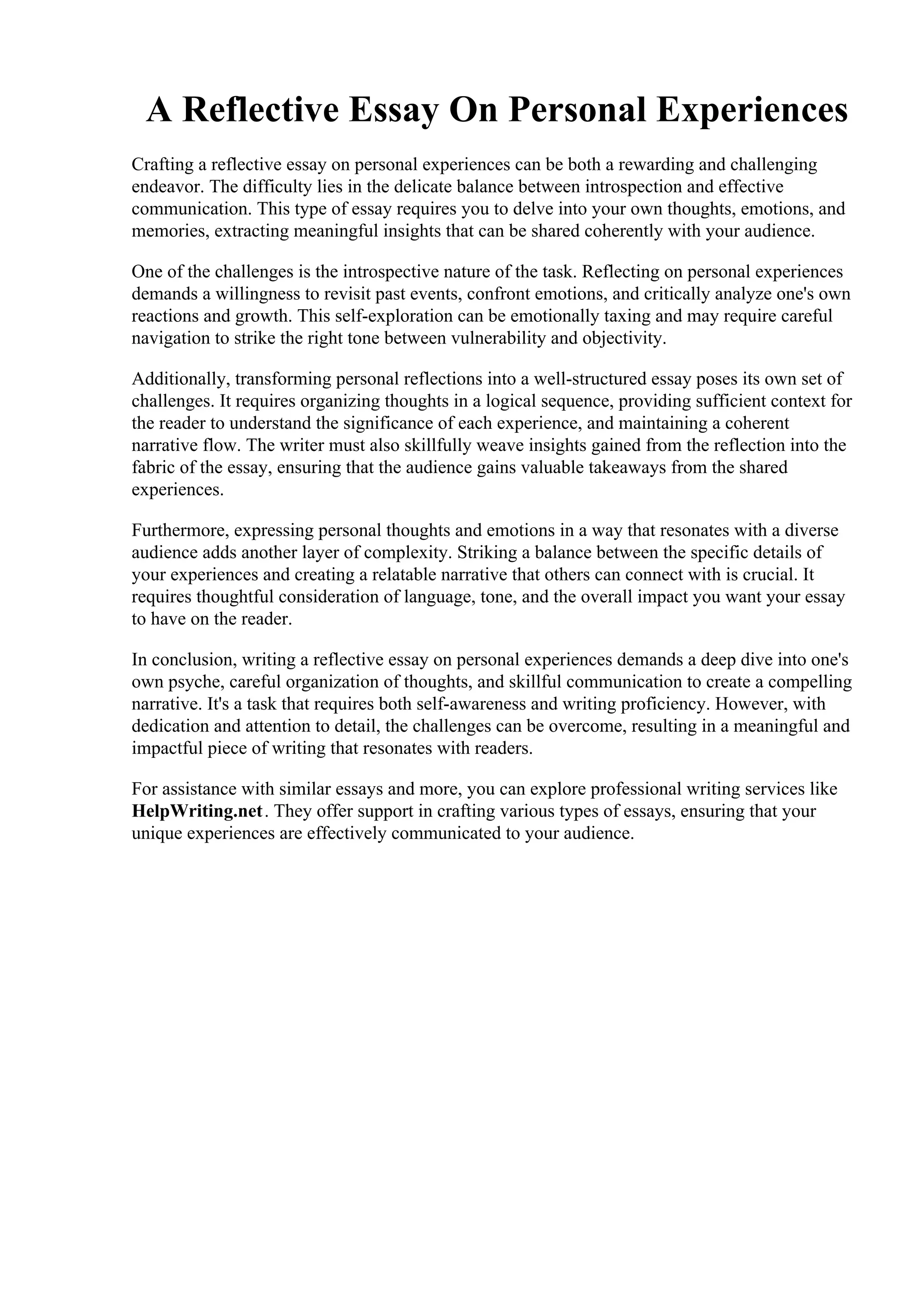 A Reflective Essay On Personal Experiences.pdf