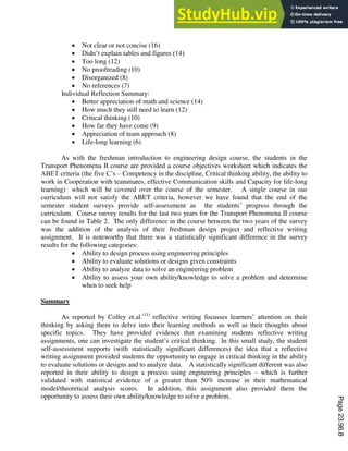 A Reflective Writing Assignment To Engage Students In Critical Thinking ...