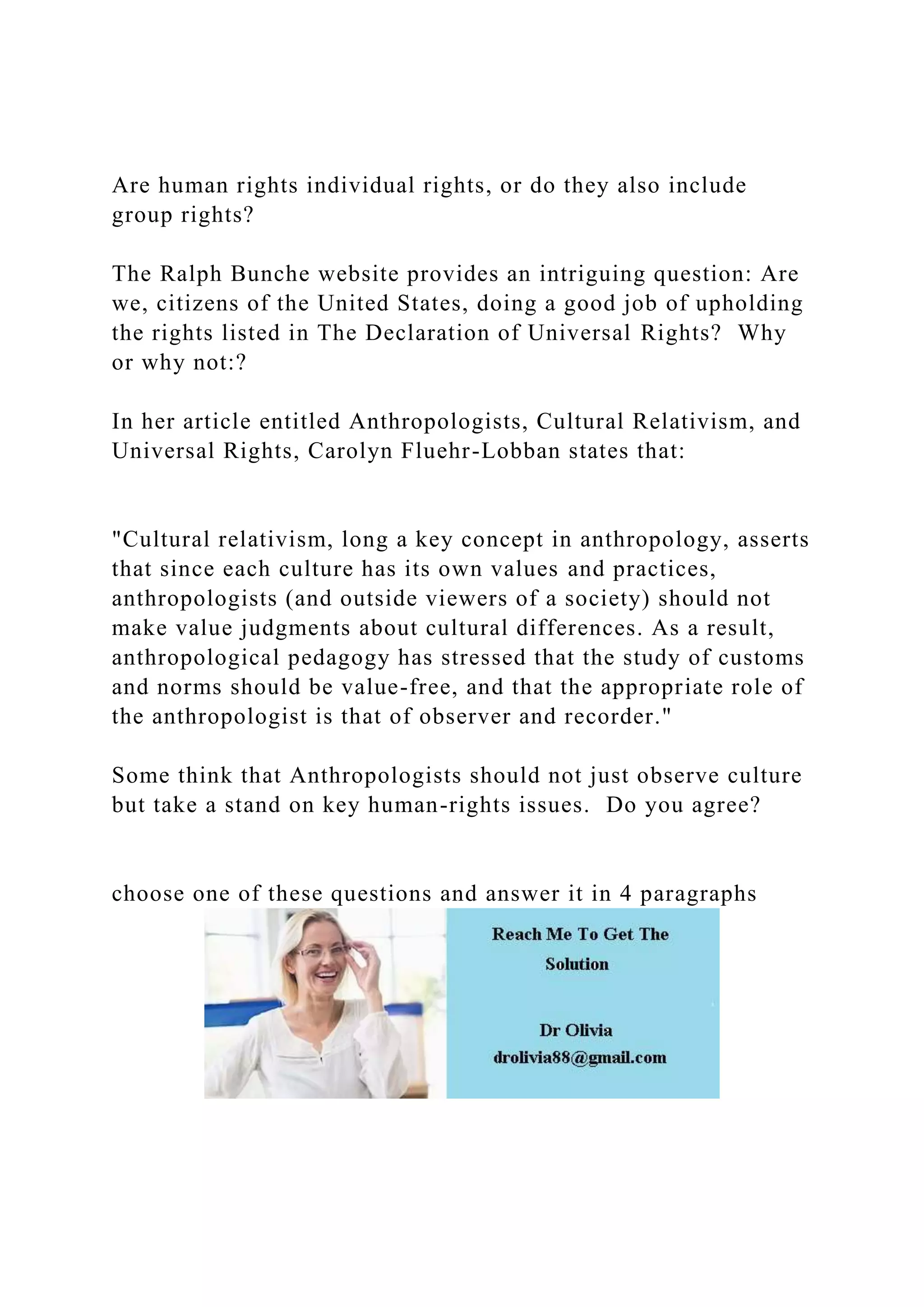 Are human rights individual rights, or do they also include group .docx