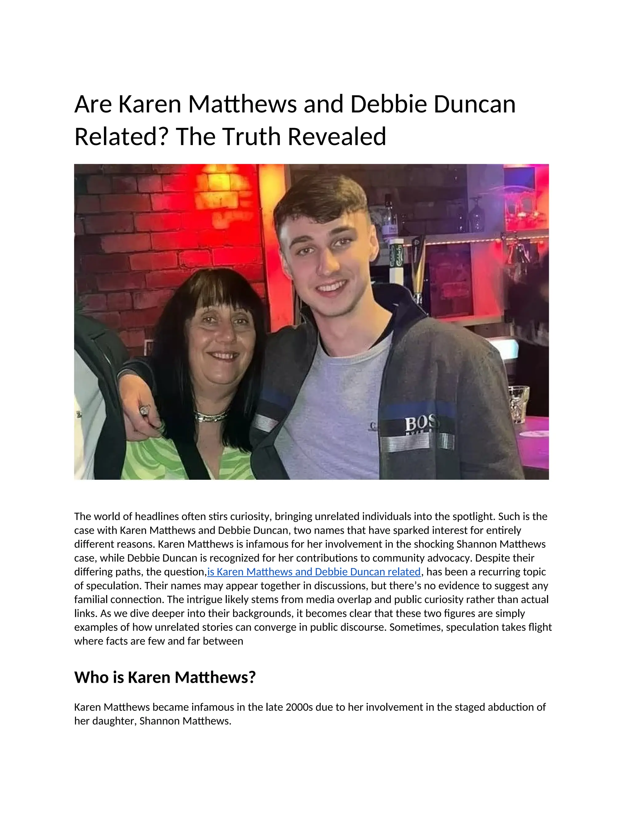 Are Karen Matthews and Debbie Duncan Related.docx