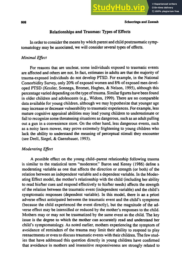 A Relational Perspective On PTSD In Early Childhood | PDF