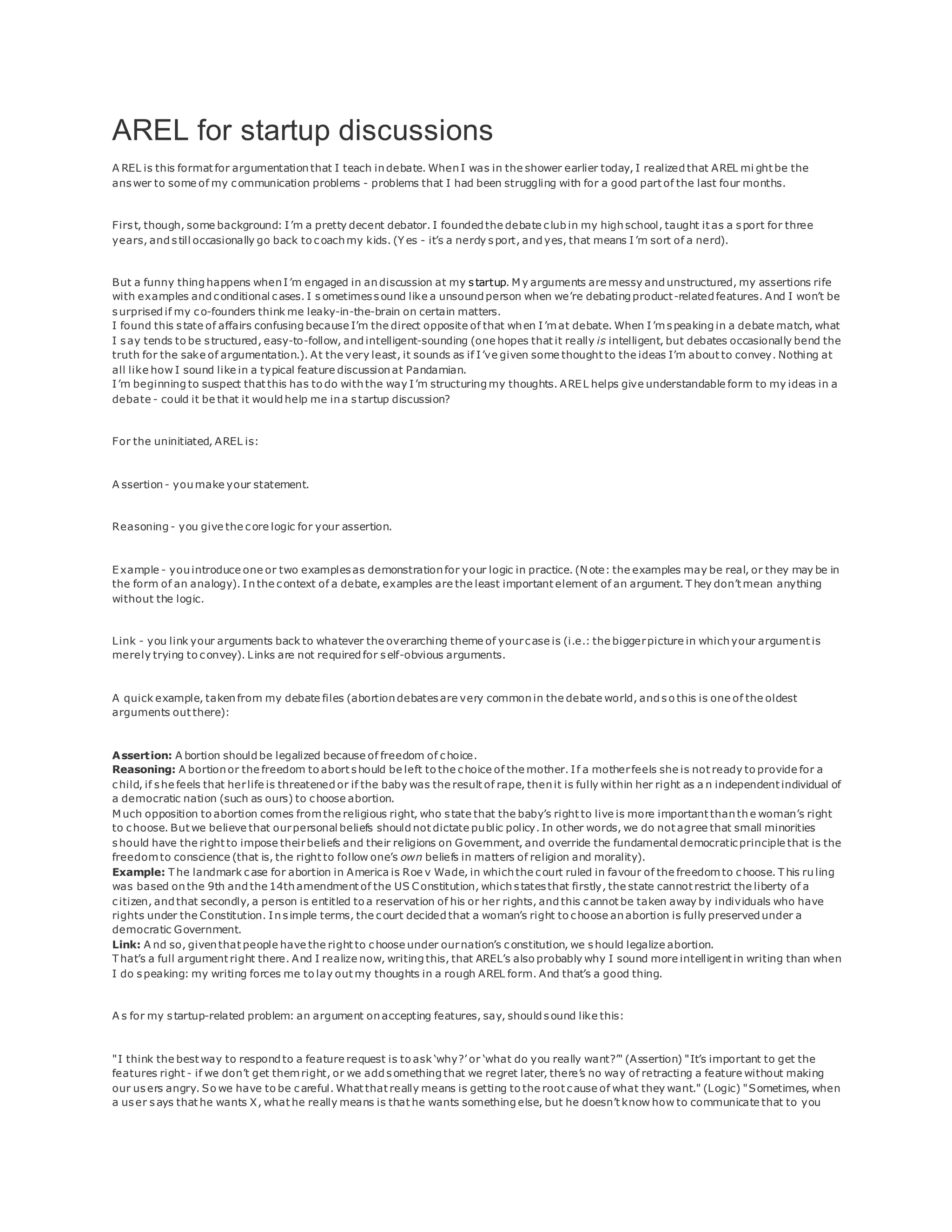 AREL for discussions | DOCX