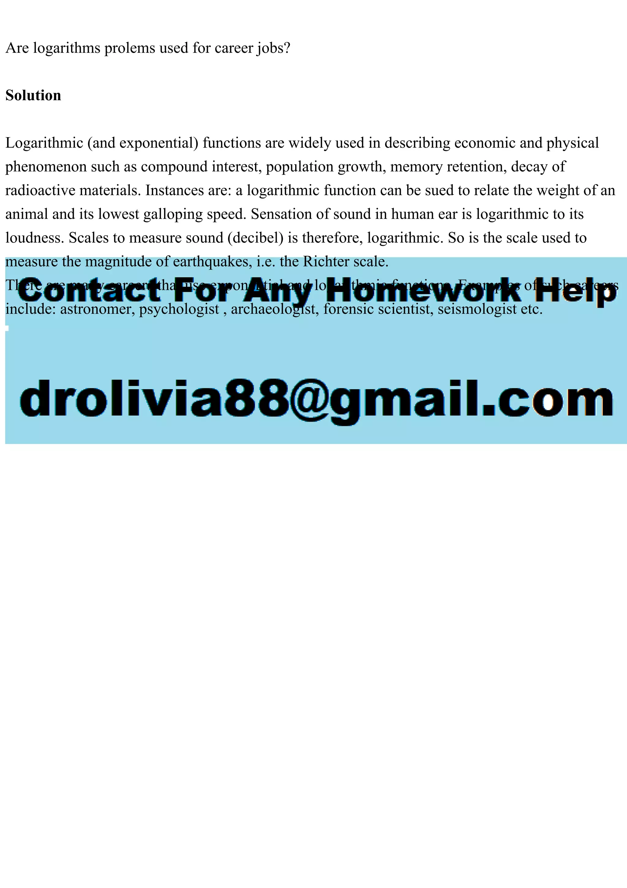 Are logarithms prolems used for career jobsSolutionLogarithmi.pdf ...