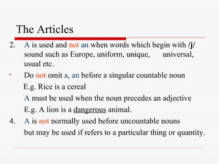 A remedial english grammar chp 1 articles | PPT