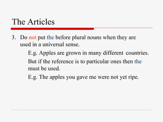 A remedial english grammar chp 1 articles | PPT