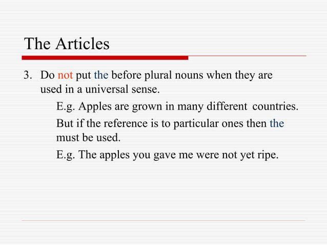 A remedial english grammar chp 1 articles | PPT