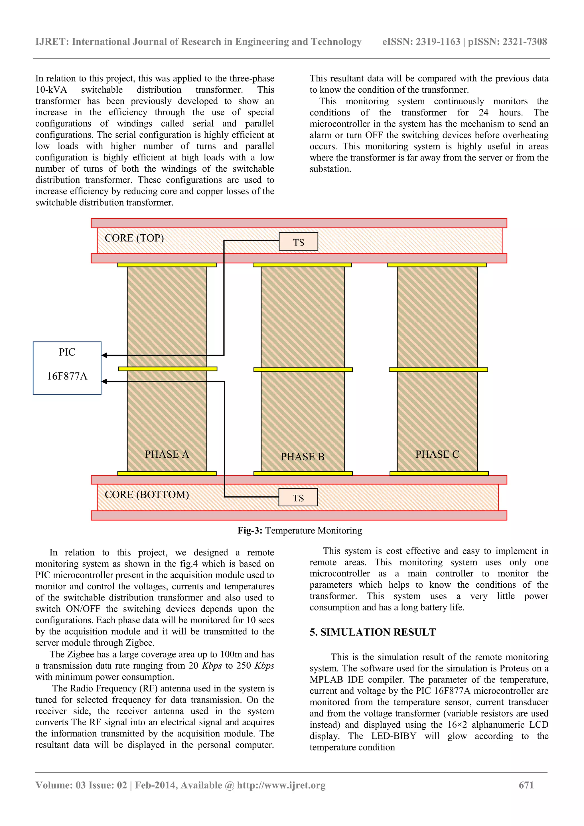 A Remote Monitoring System For A Three Phase 10 Kva Switchable Distribution Transformer Using