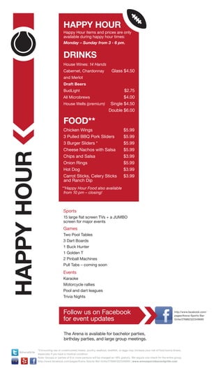Arena Sports Bar & Grille Menu | PDF