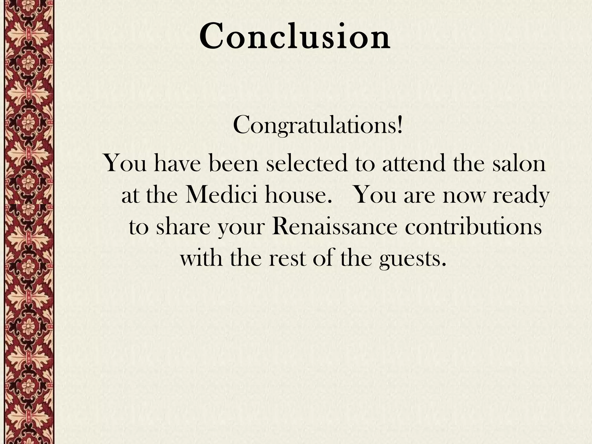 A renaissance portfolio | PPT
