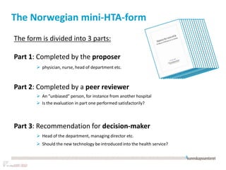 Criteria for assessment of new technologies at the hospital level (mini ...