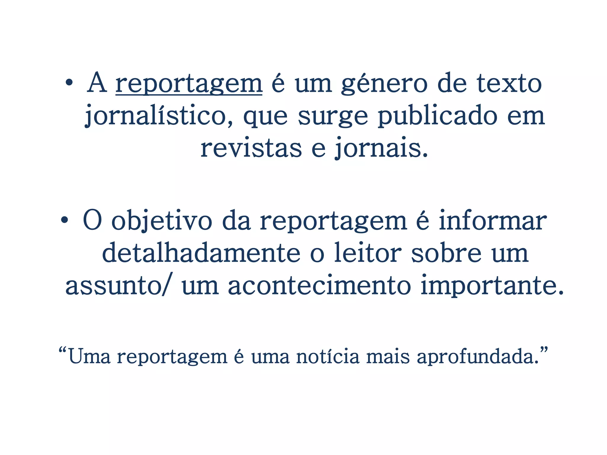 A reportagem | PDF