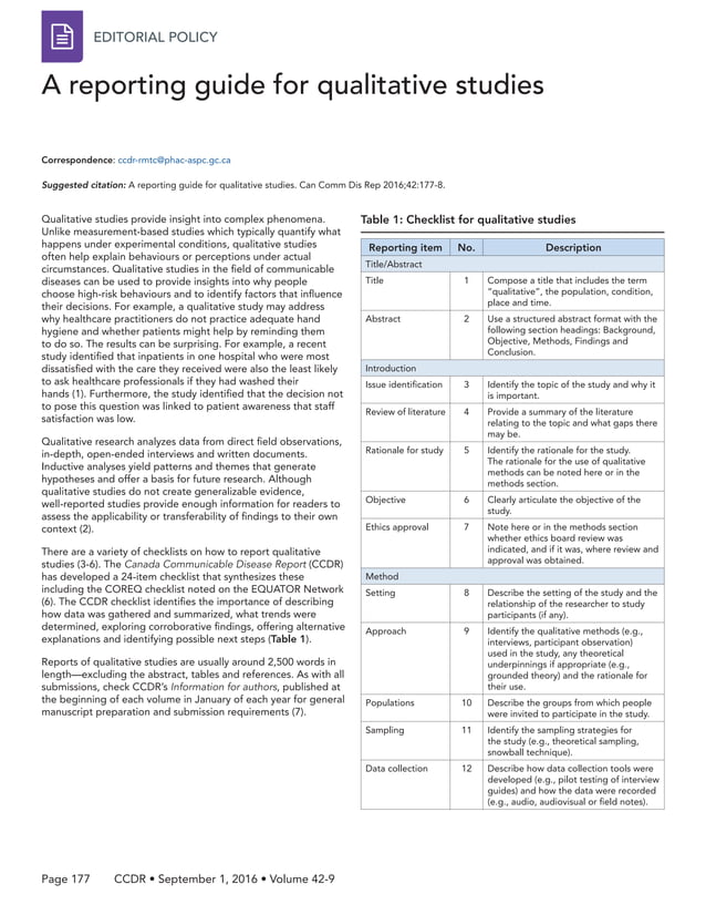 A reporting guide for qualitative studies | PDF | Medical Health
