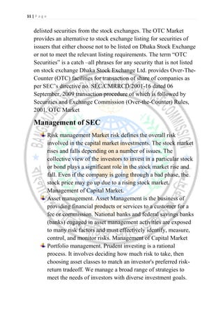 A report on Bangladesh Securities and Exchange Commission | PDF