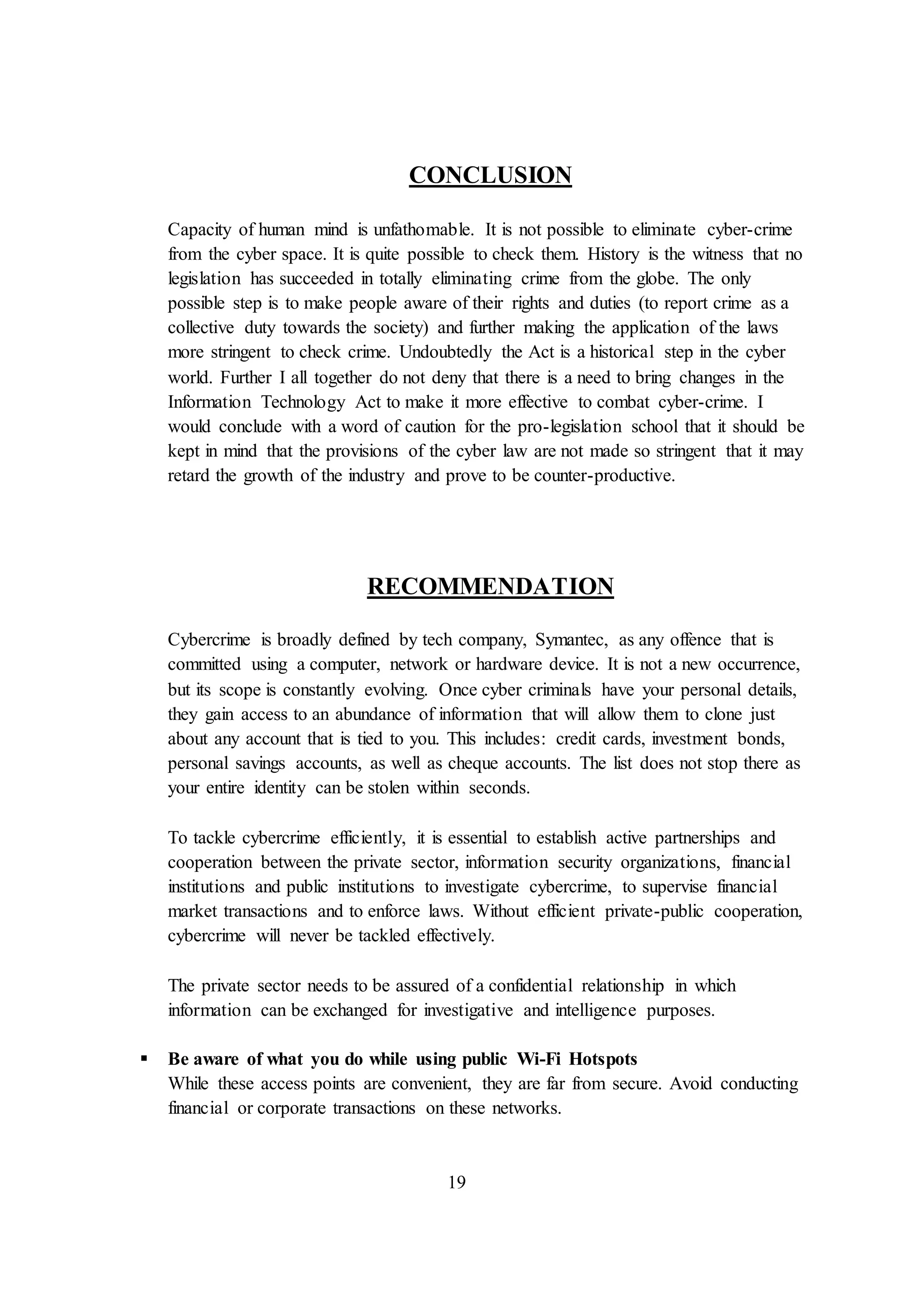 A report on cyber Crime | DOCX