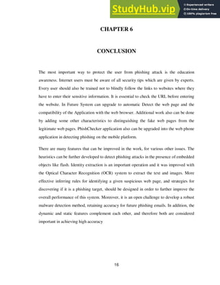 A REPORT On DETECTION OF PHISHING WEBSITE USING MACHINE LEARNING | PDF