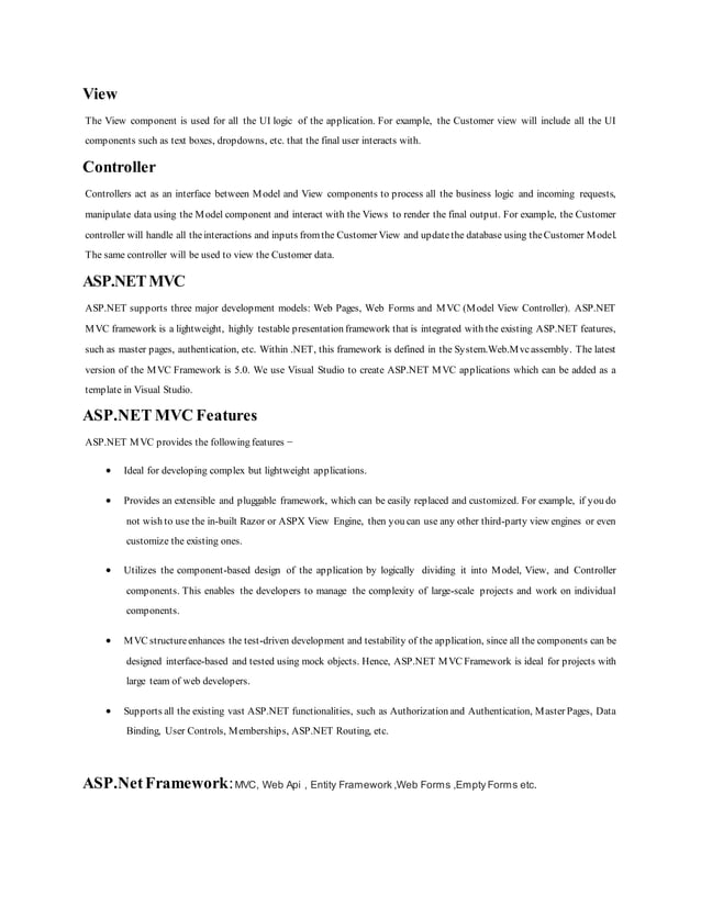 A report on mvc using the information | DOCX | Web Development | Internet