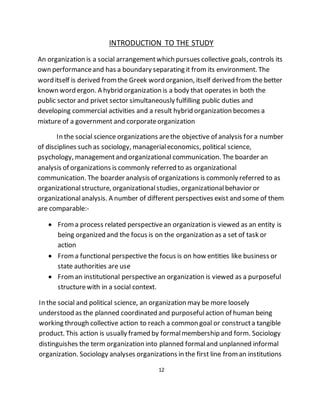 organisation study at KSE irinjalakuda | DOCX