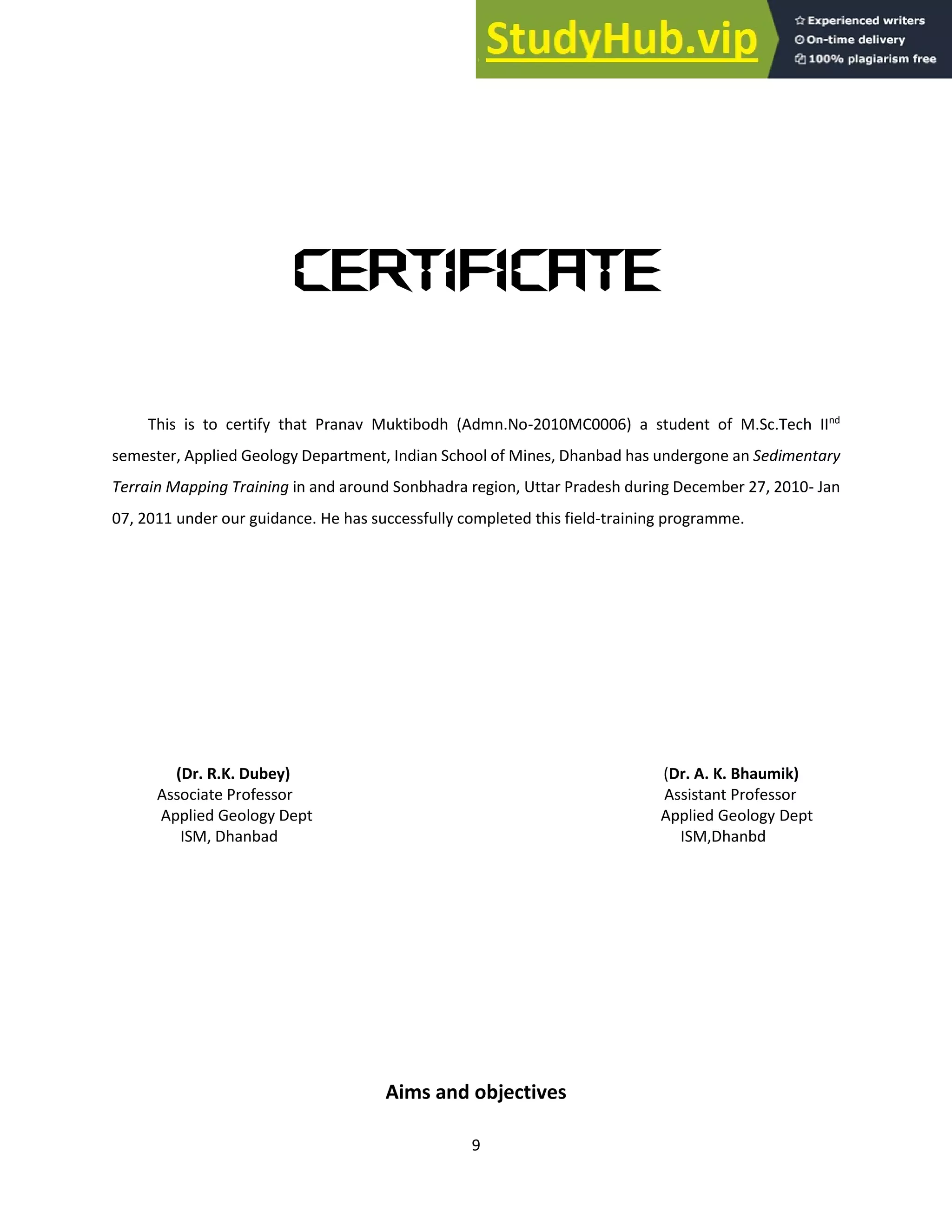 A REPORT ON SEDIMENTARY TERRAIN MAPPING IN AROUND SONBHADRA AND ...