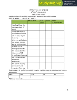 A Report On Teachers Workshop On ICT Use In Classroom | PDF