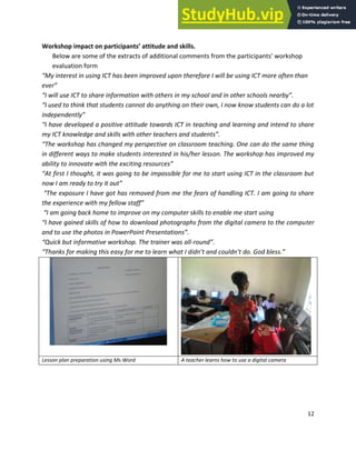 A Report On Teachers Workshop On ICT Use In Classroom | PDF