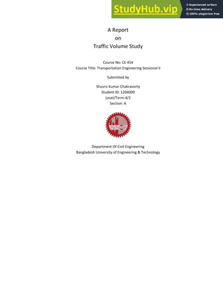 A Report On Traffic Volume Study | PDF
