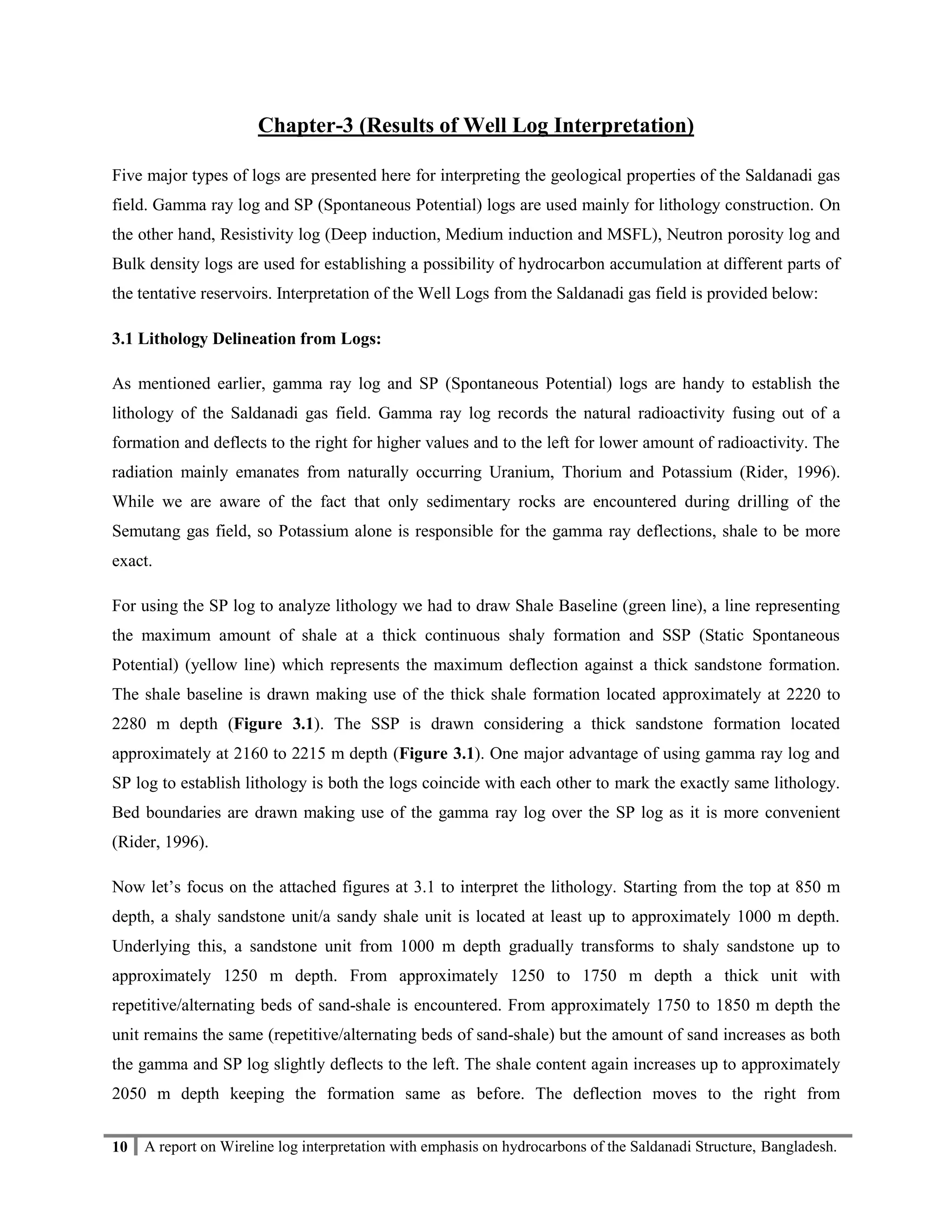 A report on wireline log interpretation with emphasis on hydrocarbon of ...