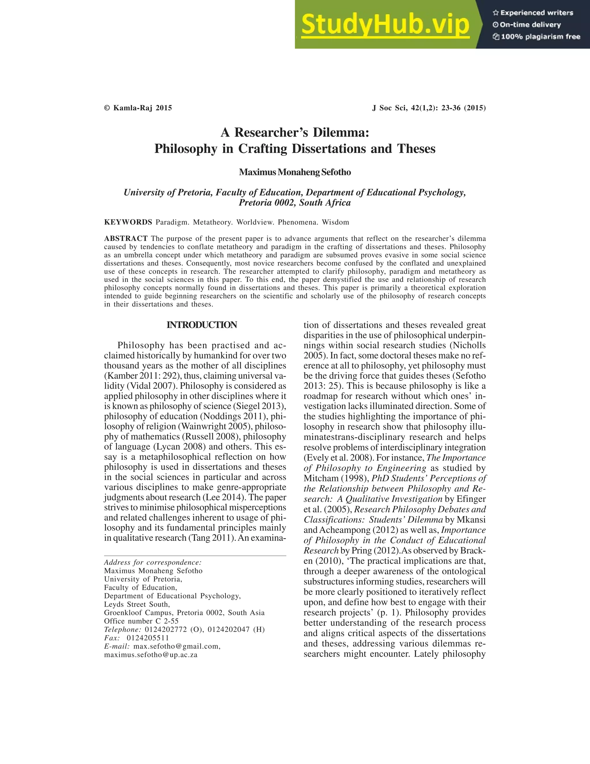 A Researcher S Dilemma Philosophy In Crafting Dissertations And Theses ...