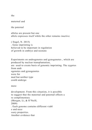 A RESEARCH ON GENOMIC IMPRINTINGGenomic imprinting is the epig.docx