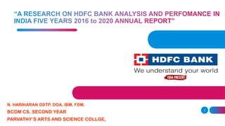 hdfc bank annualm report ppt hariharan23900 | PPT