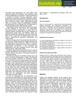 A Research On The Relation Between Organizational Commitment And Learning Organization | PDF