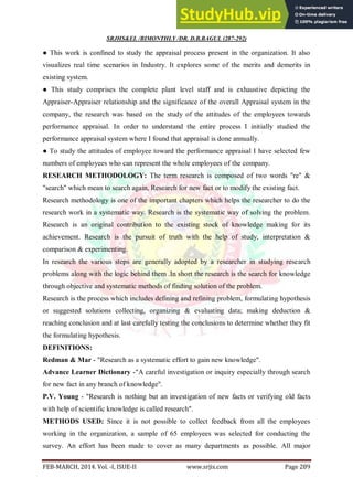 A RESEARCH PAPER ON STUDY OF EMPLOYEE S PERFORMANCE APPRAISAL SYSTEM | PDF