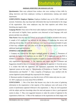 A RESEARCH PAPER ON STUDY OF EMPLOYEE S PERFORMANCE APPRAISAL SYSTEM | PDF