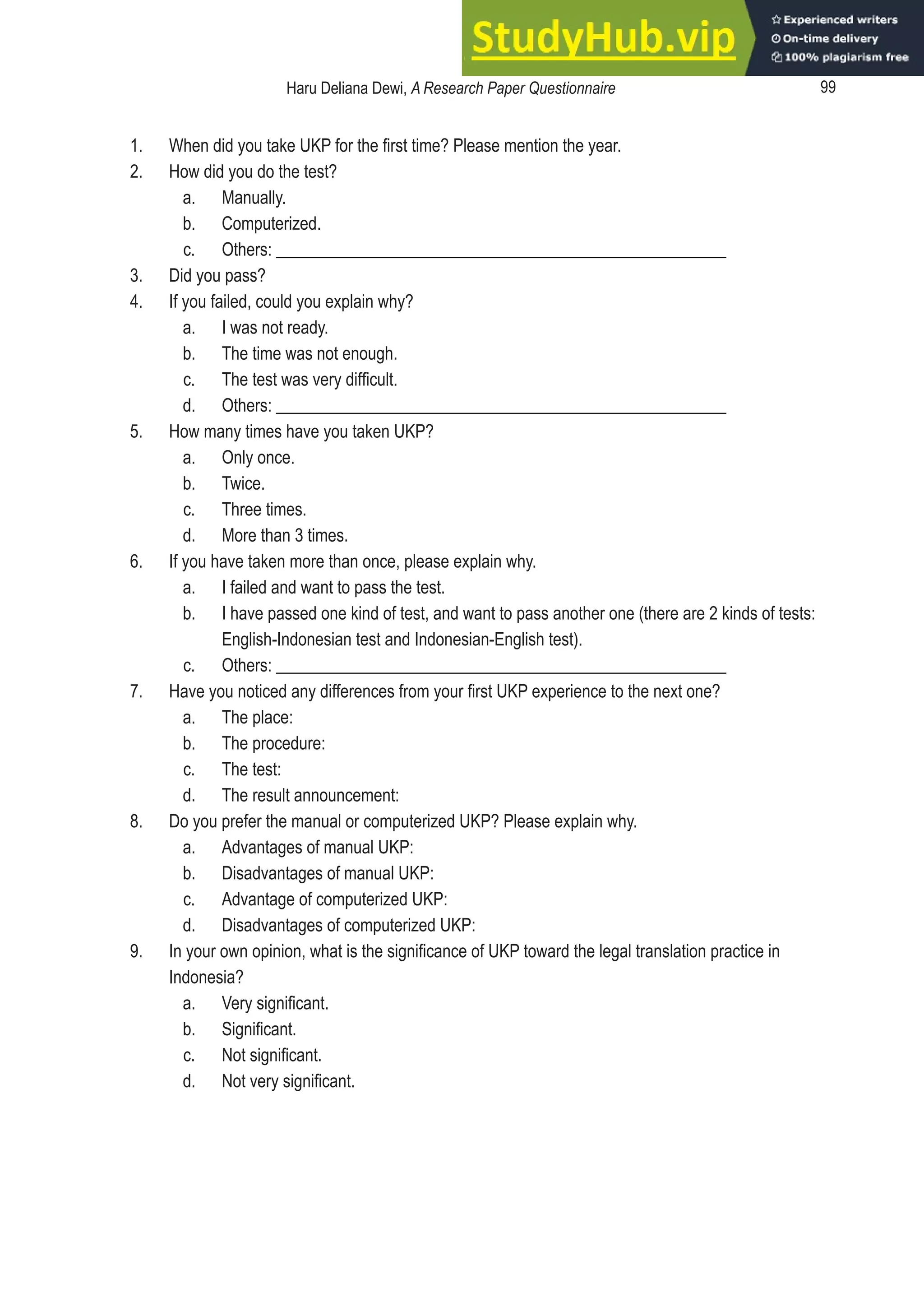 A RESEARCH PAPER QUESTIONNAIRE BASED ON LIBRARY RESEARCH | PDF