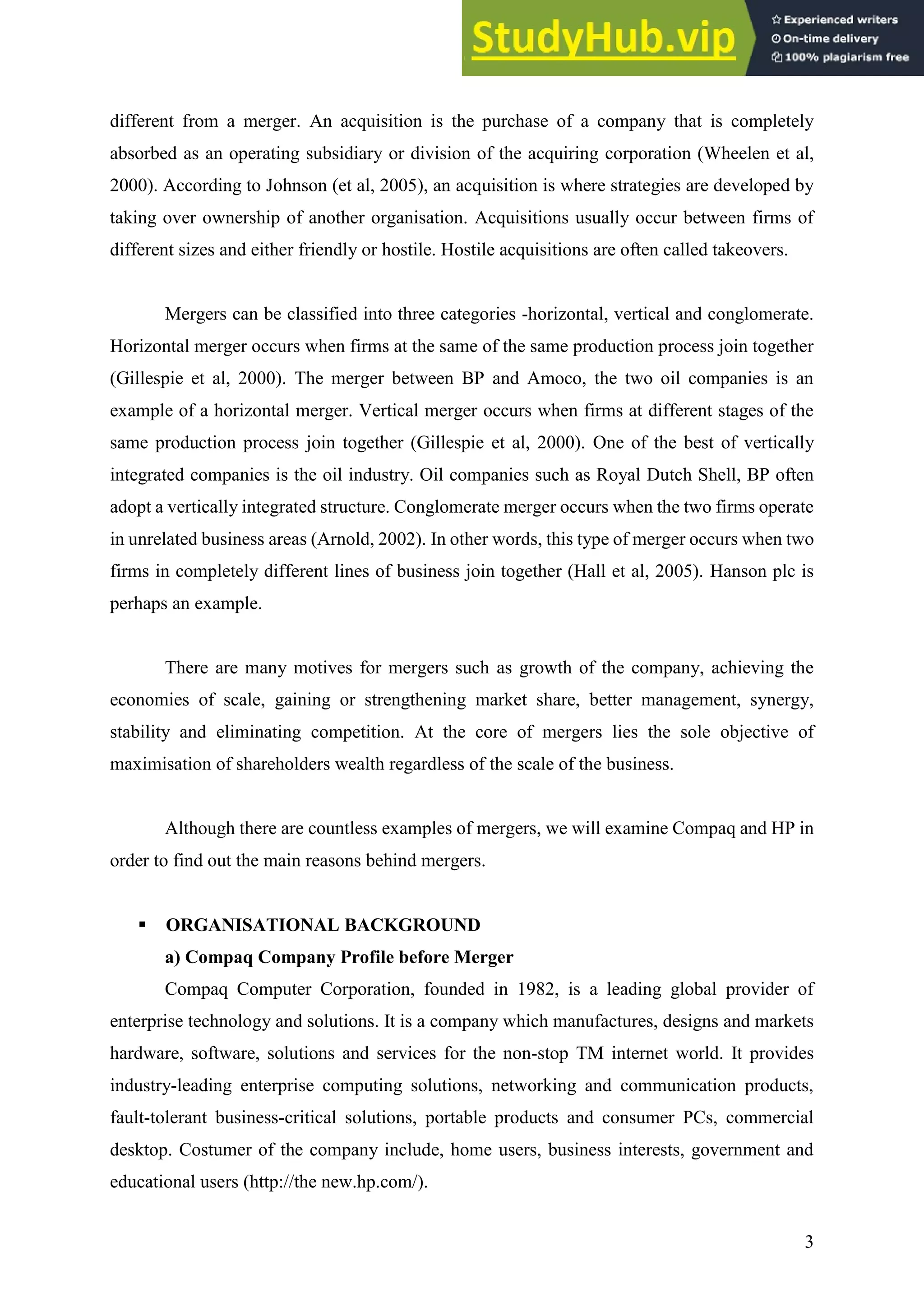A Research Proposal - Motivation Behind Mergers - A Case Study | PDF