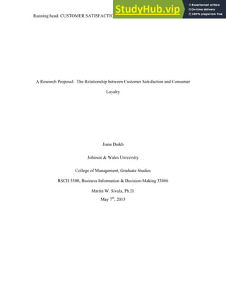 A Research Proposal The Relationship Between Customer Satisfaction And ...