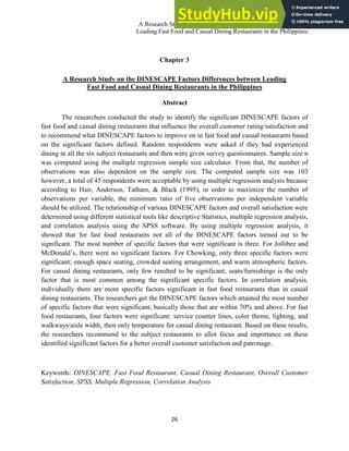 A RESEARCH STUDY ON THE DINESCAPE FACTORS DIFFERENCES BETWEEN LEADING ...
