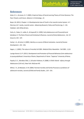 A Research Study On The Moral Development Of Adolescents | PDF