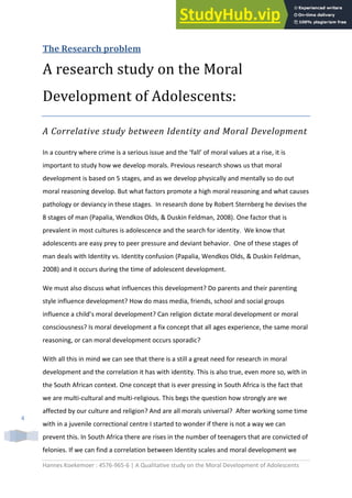A Research Study On The Moral Development Of Adolescents | PDF