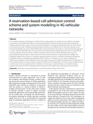 A reservation-based call admission control scheme and system modeling in 4G vehicular networks.pdf