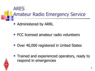 ARES Field Organization for Emergency Communications | PPT